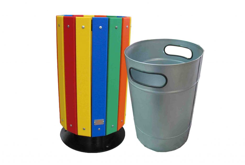 PAPELERA ÁGORA PE COLOR (CON CUBETA) - Mobipark
